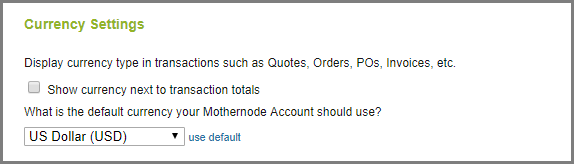 Currency Settings – Mothernode Support