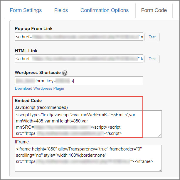 Lead Capture Forms – Form Code – Mothernode Support