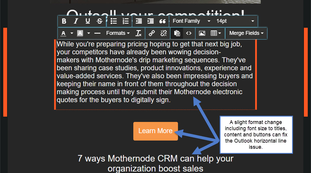Removing Lines in Campaign Emails Viewed in Outlook – Mothernode Support