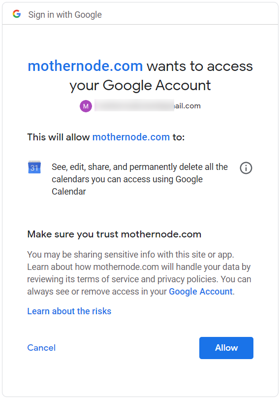 Connecting Your Google Account With Mothernode – Mothernode Support