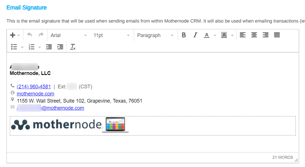 Adding your signature to email templates – Mothernode Support