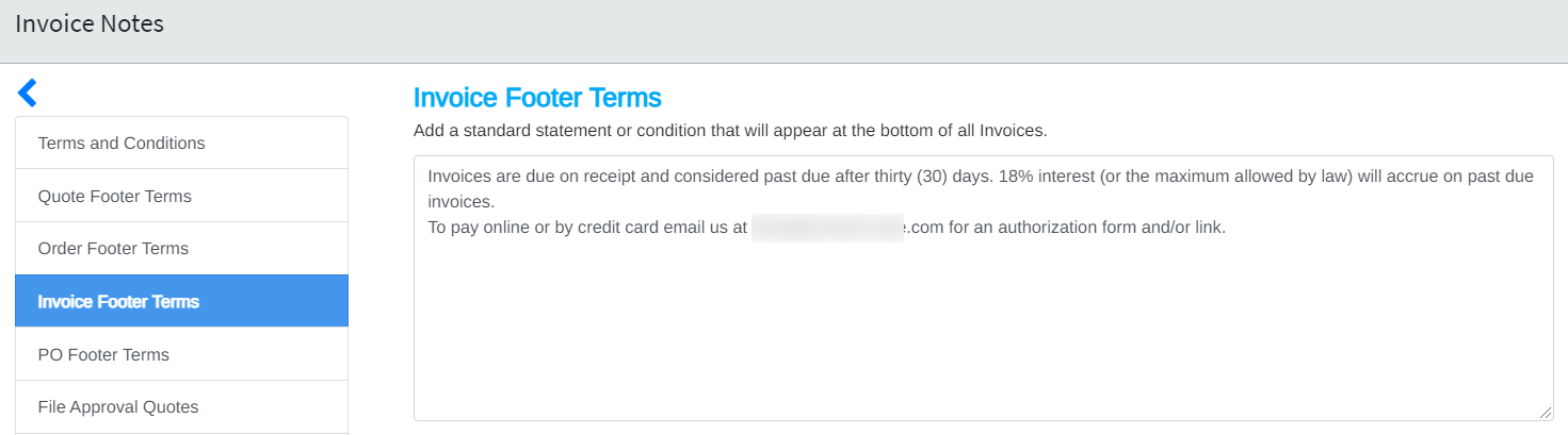 Managing Transaction Footer Terms – Mothernode Support