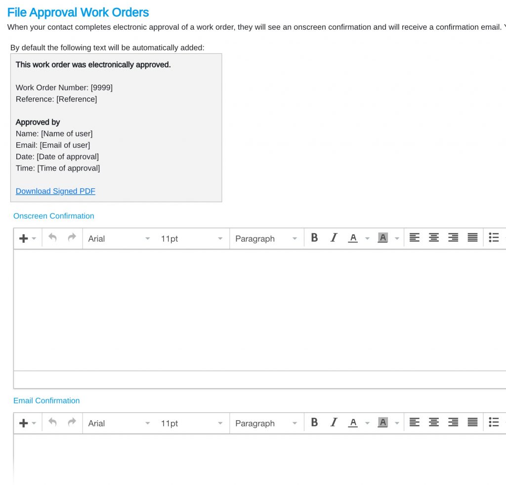 File Approval Work Order Settings – Mothernode Support