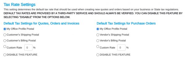 Default Settings – Tax Settings – Mothernode Support