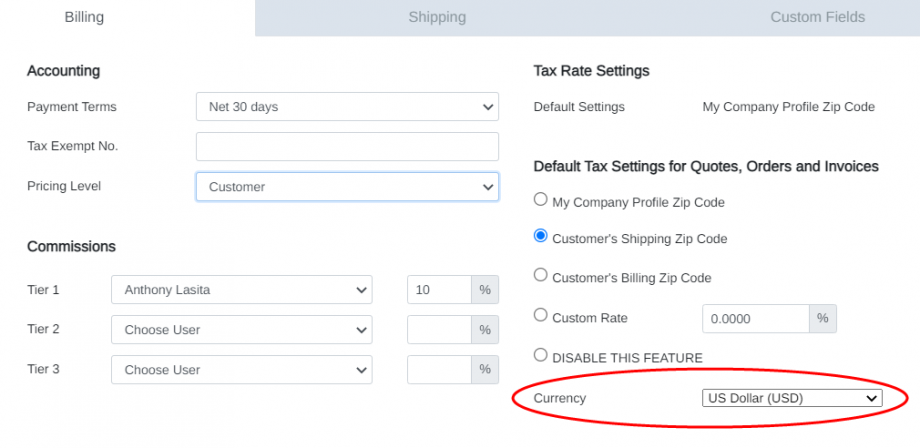 Currency Settings – Mothernode Support