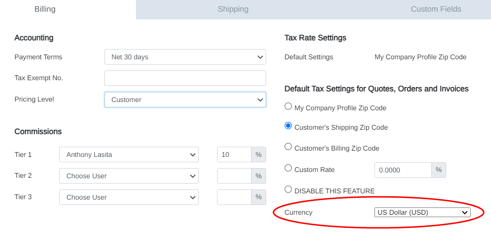 Currency Settings – Mothernode Support