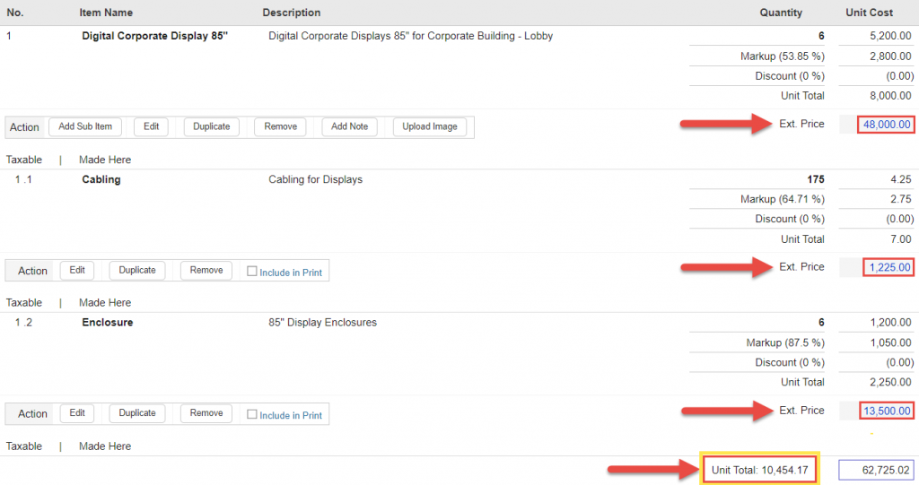 Quote Line Item Calculations when Using Sub-Items – Mothernode Support