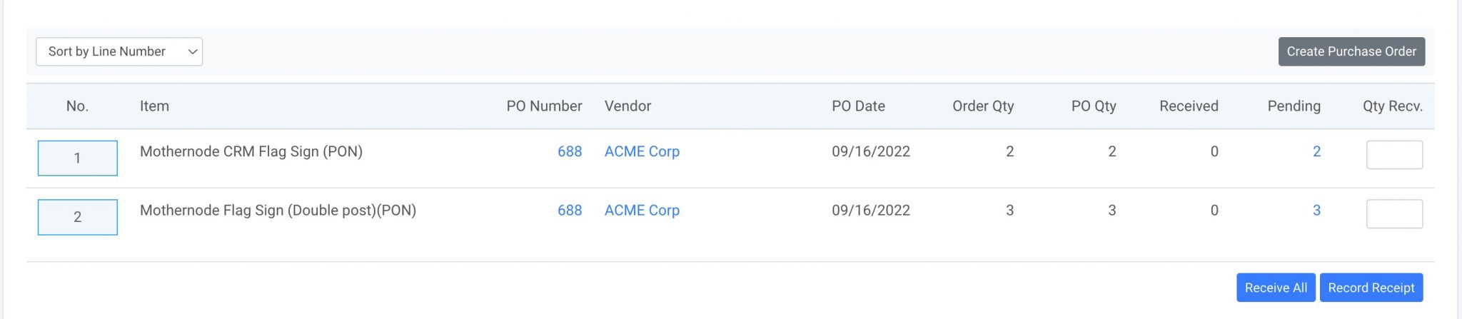 Creating Purchase Orders from Order Line Items – Mothernode Support